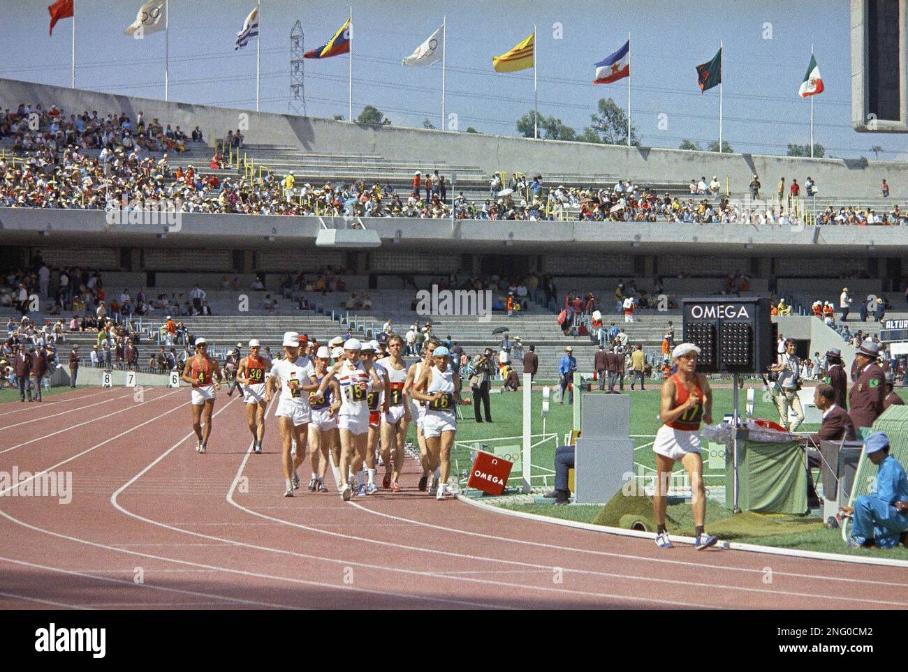Seen here is the 50 km. walk at the 1968 Summer Olympics in Mexico City ...