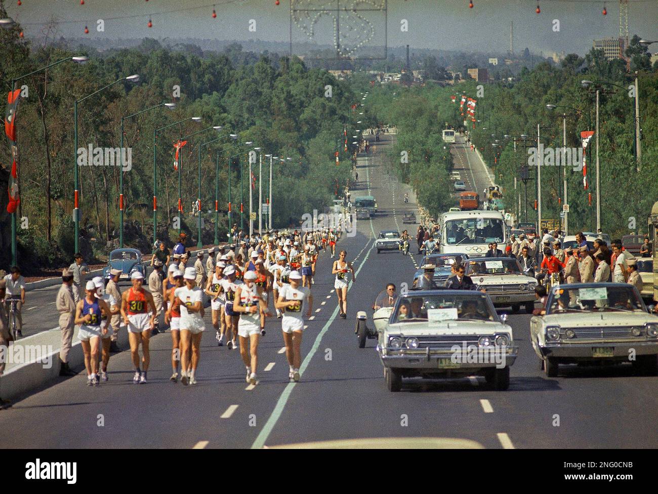 Seen here is the 50 km. walk at the 1968 Summer Olympics in Mexico City ...