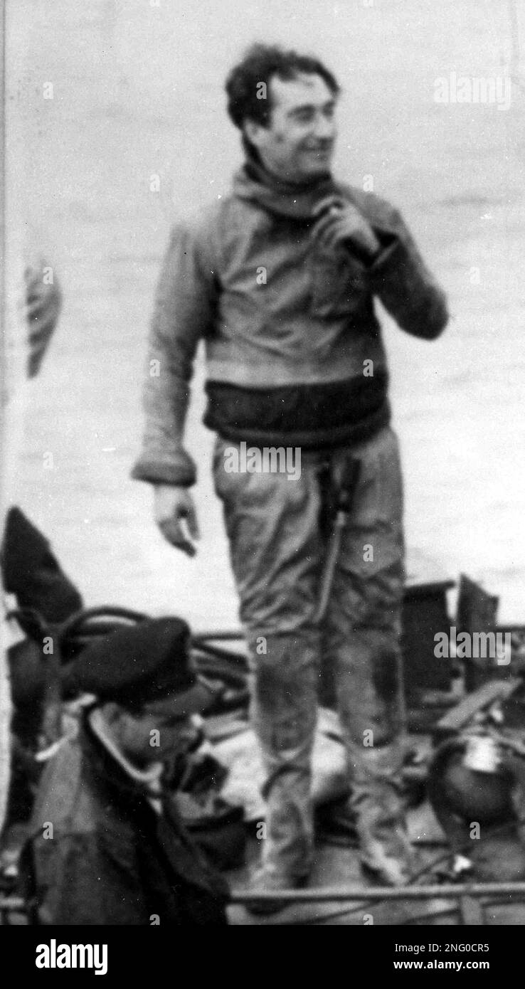 British naval diver Lieutenant Commander Lionel "Buster" Crabb on board ...
