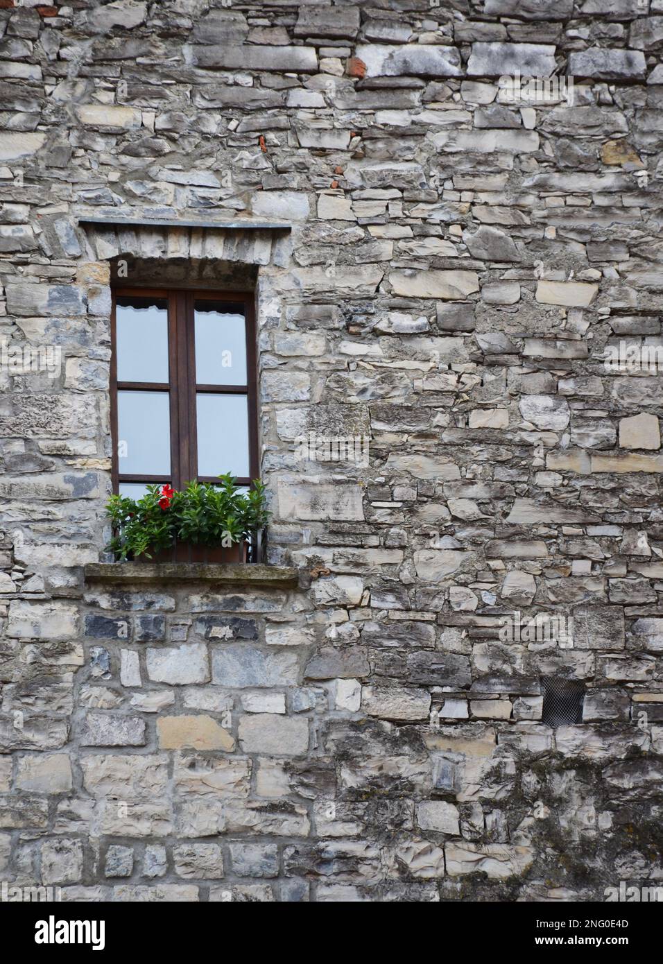 Italian window in an old stone house Stock Photo - Alamy