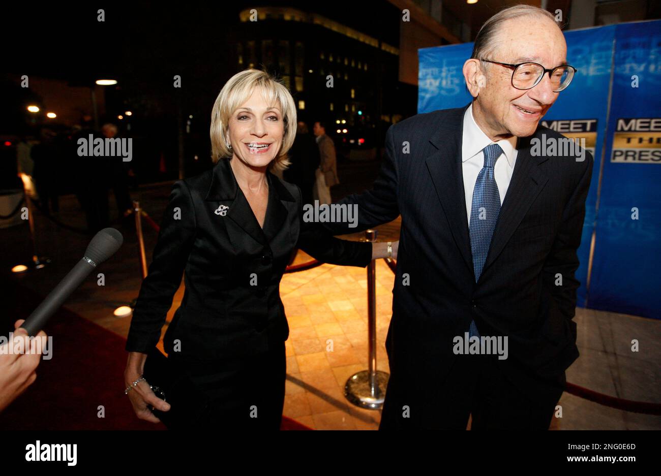 Former Federal Reserve Chairman Alan Greenspan, right, and his wife ...
