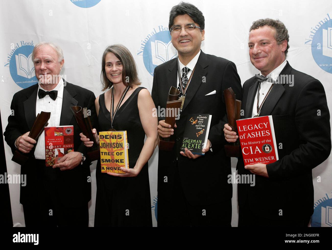 From left, Robert Hass, Cindy Johnson, Sherman Alexie and Tim Weiner ...