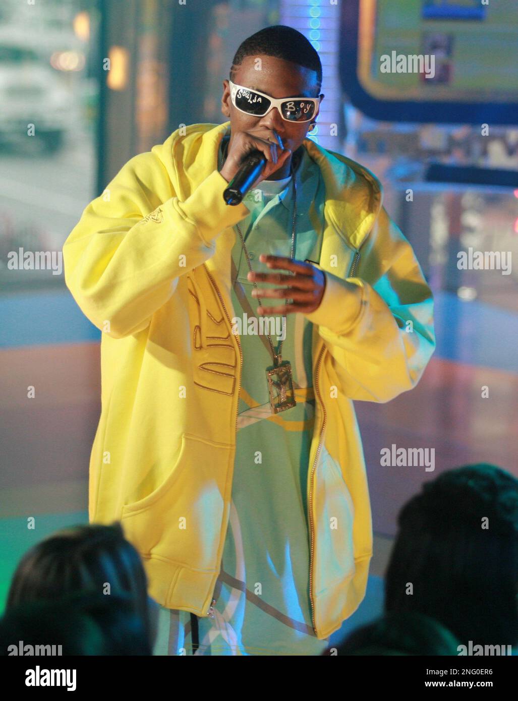 Rapper Soulja Boy performs during an appearance on MTV's Total Request ...