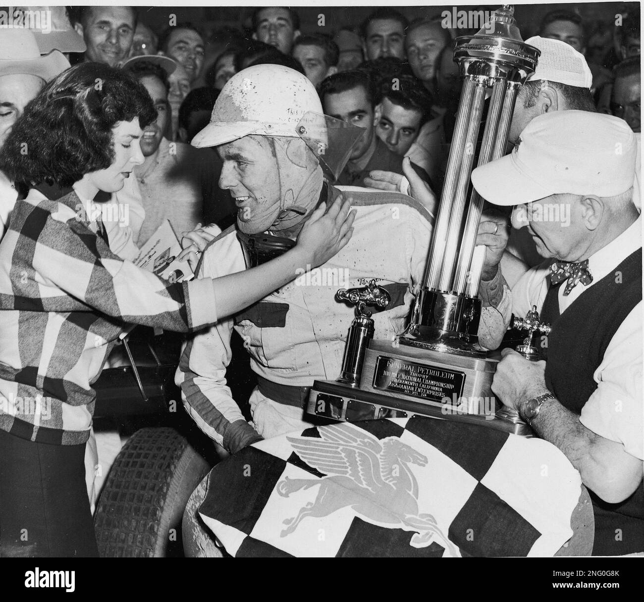 Congratulations for winner Jimmy Bryan, center, of Phoenix, Ariz., is ...