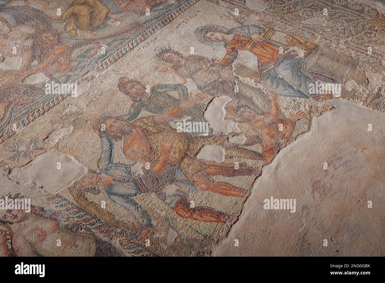 Mythology scene mosaic in The House of Aion villa in Paphos ...