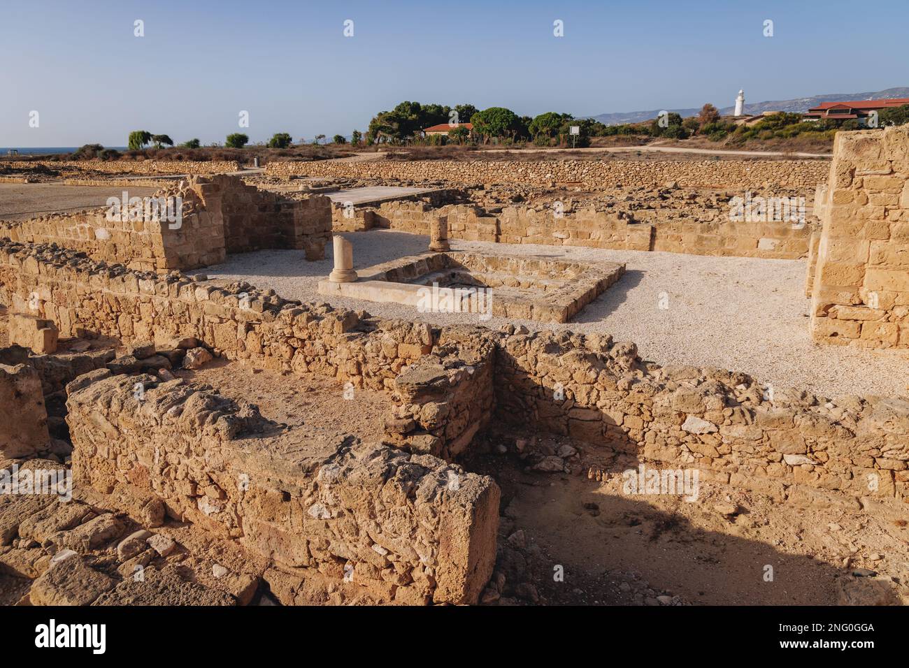 Ruins of House of Theseus villa in Paphos Archaeological Park in Paphos ...