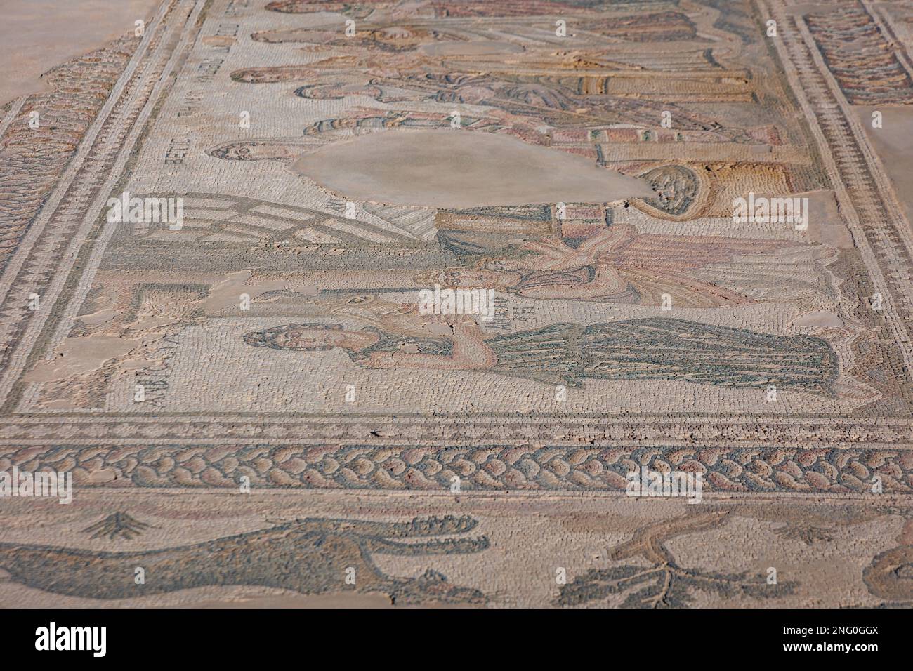 Mosaic in ruins of House of Theseus villa in Paphos Archaeological Park ...