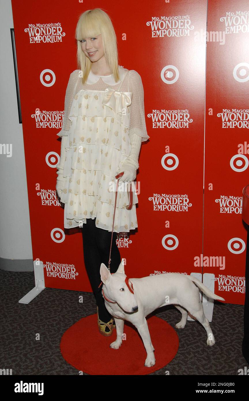 Target designer Erin Fetherston poses with Bullseye the Target dog at ...