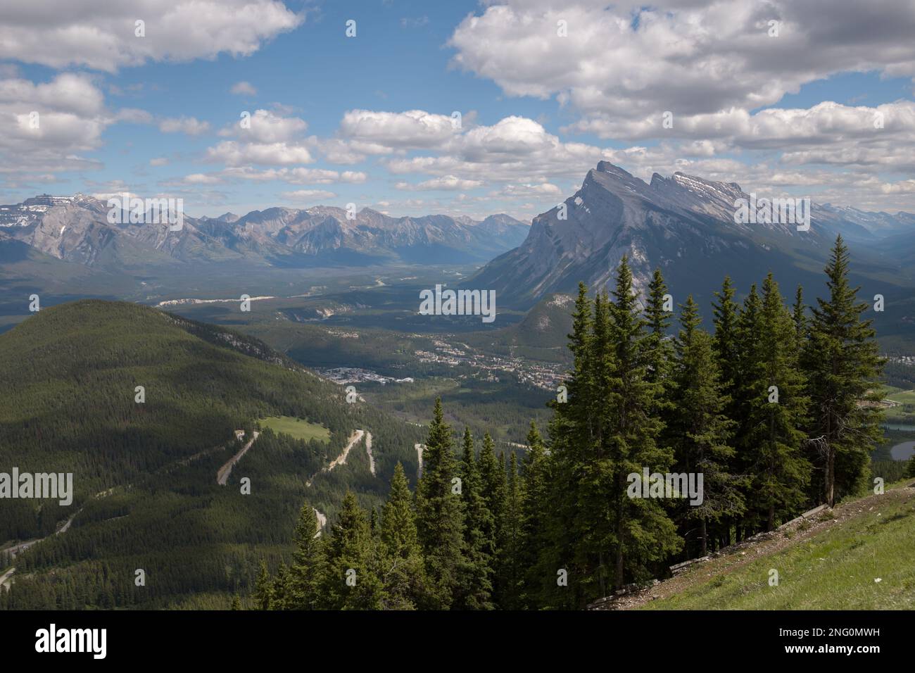Scenic alpine landscape with great mountain under cloudy sky. Beautiful ...