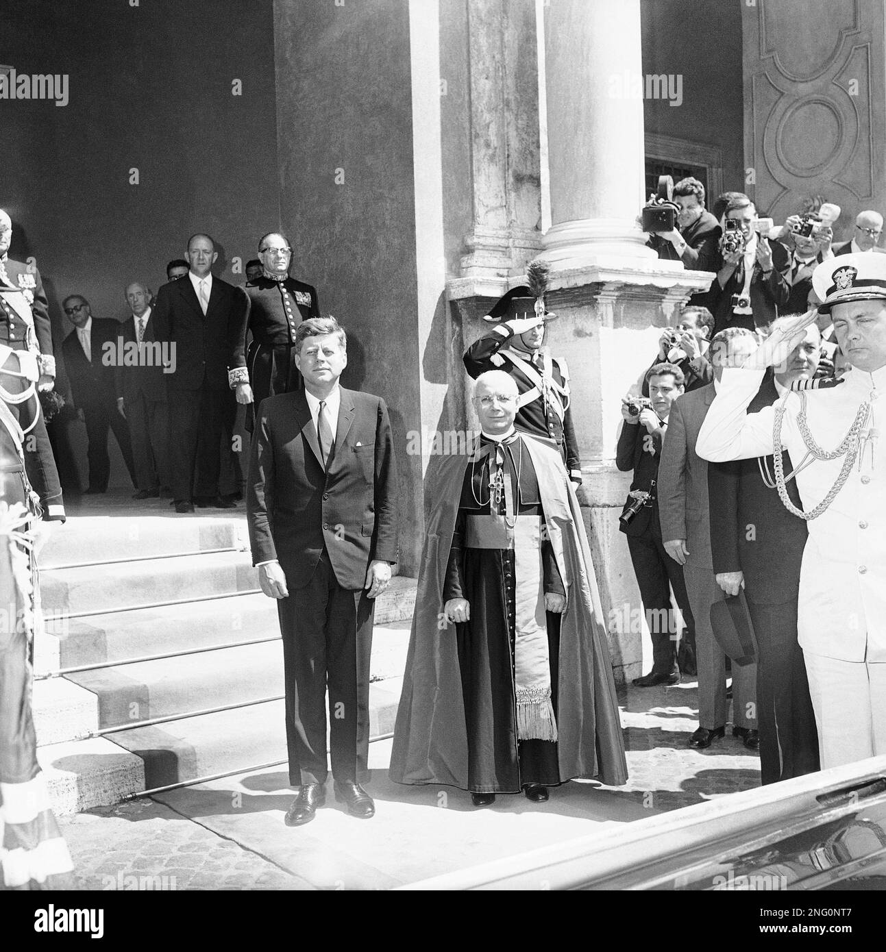 U.S. President John F. Kennedy and Archbishop Gennaro Verolino, secretary of the Vatican ...