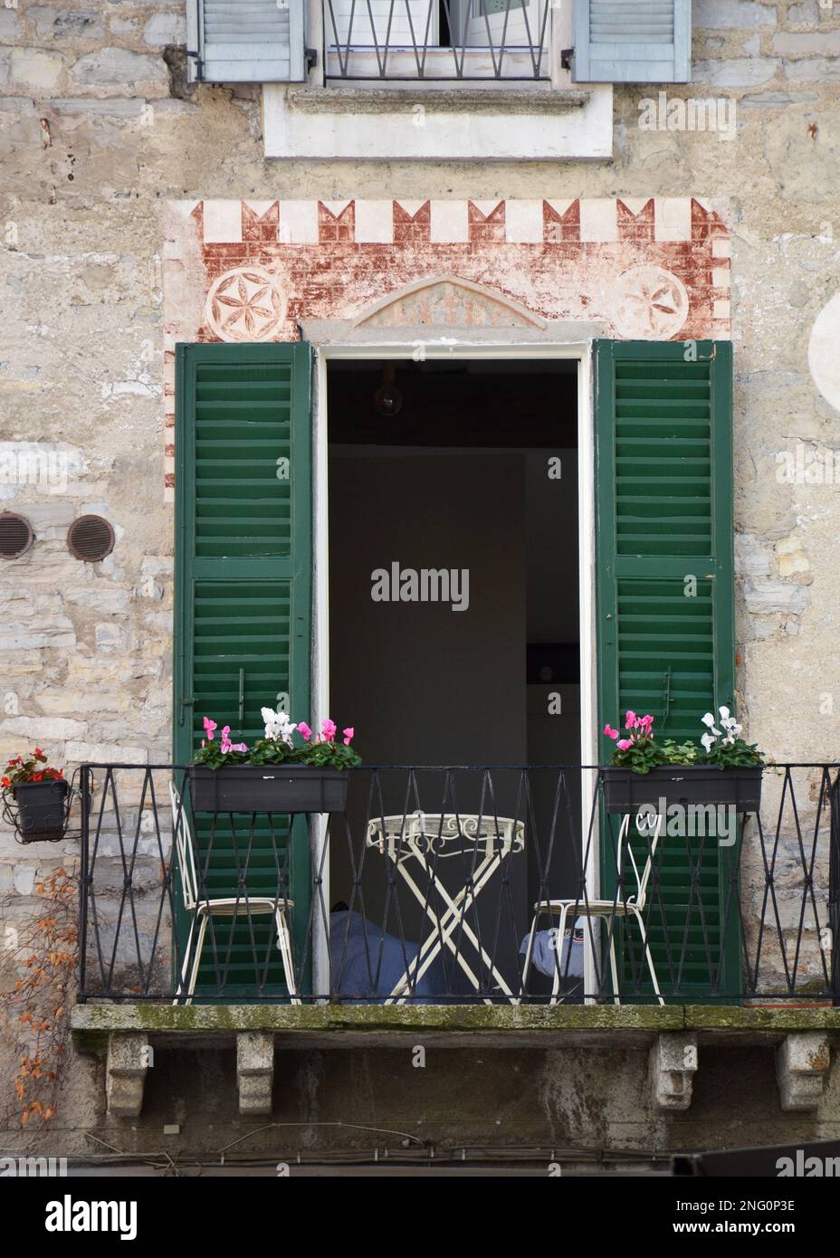 Italian window in an old stone house Stock Photo - Alamy
