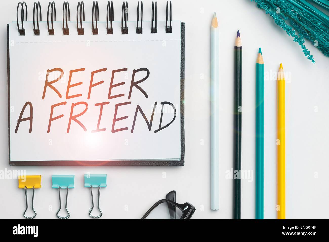 Hand writing sign Refer A Friend. Word for Recommendation Appoint ...