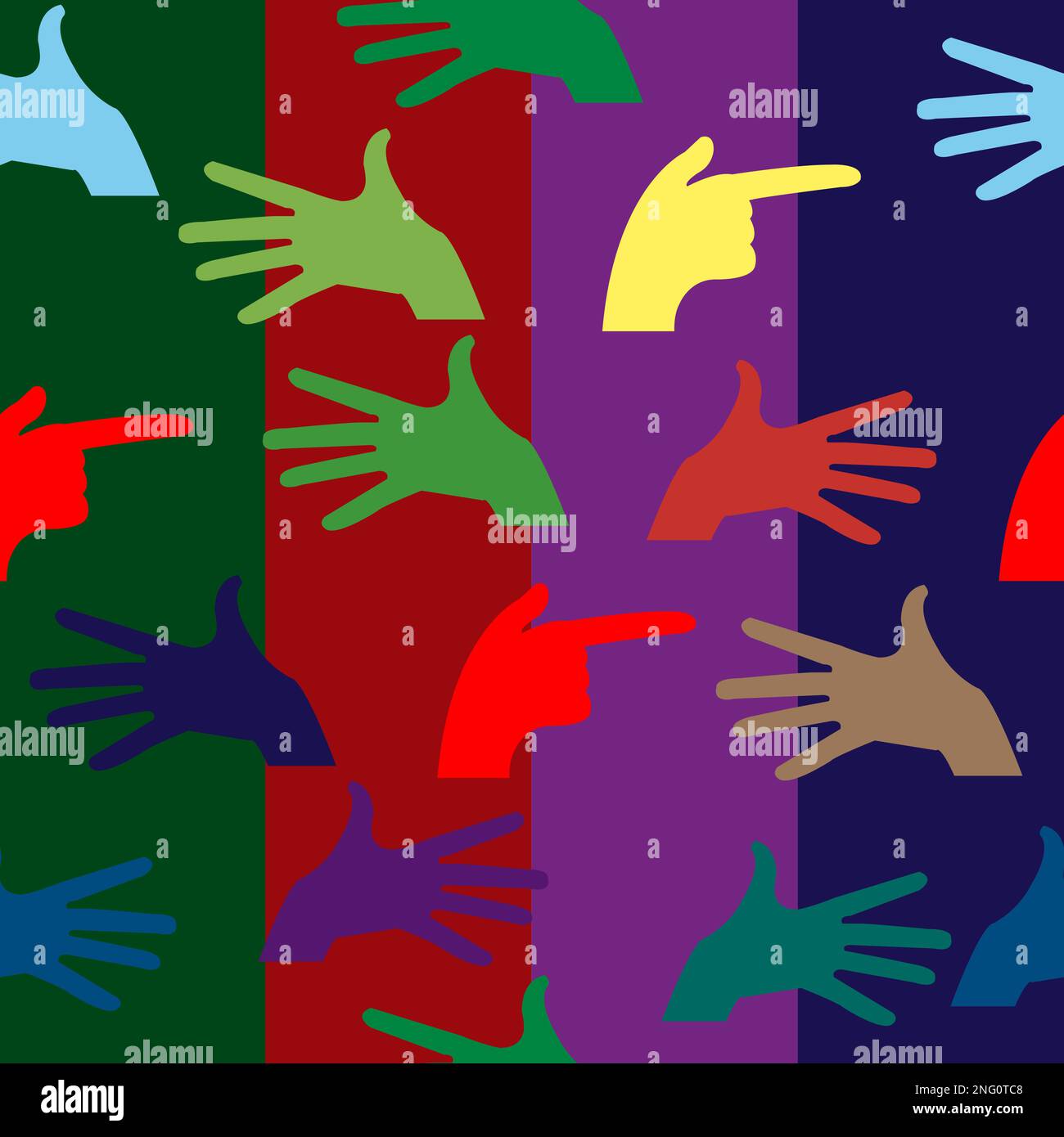 Hand pattern with fingers over colored background Stock Vector Image ...