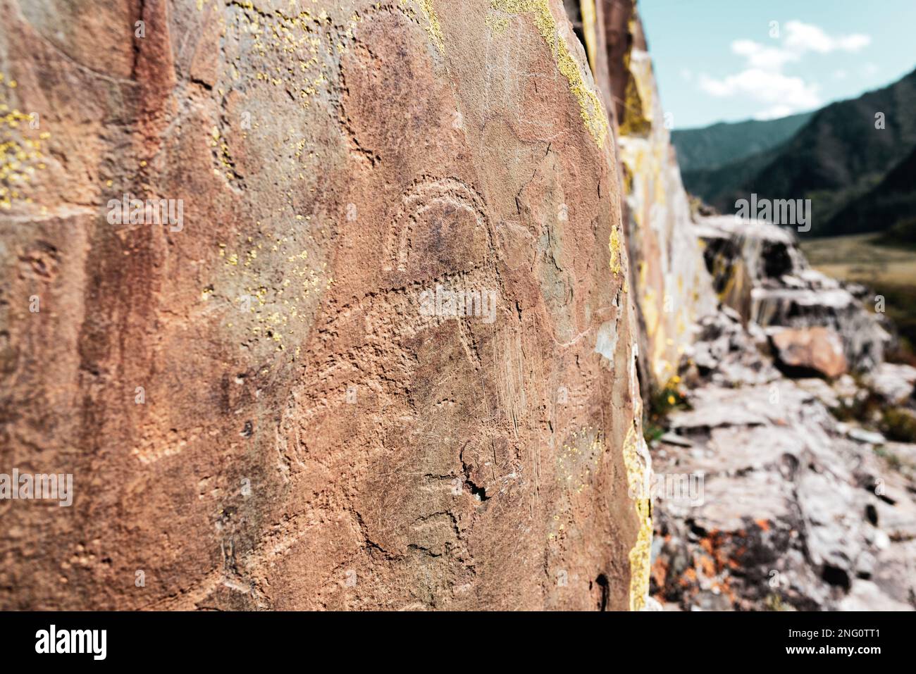 Petroglyphs rock drawings of ancient people animal deer on stones ...
