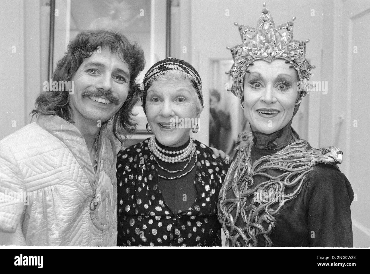 Actress Mary Martin, center, is shown backstage at the Mark Hellinger ...