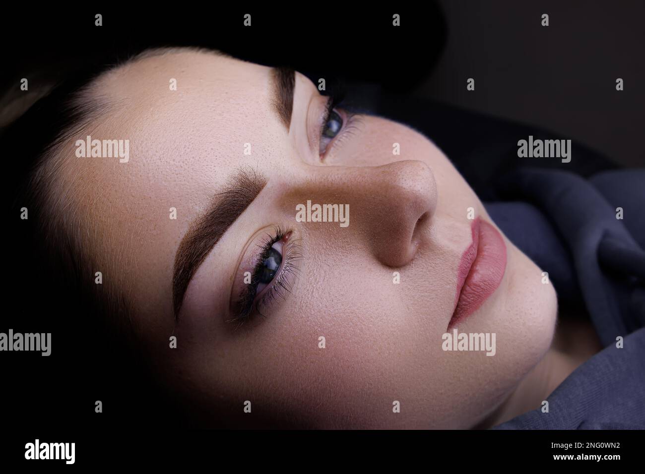 Permanent makeup of eyebrows, gorgeous girl model with permanent makeup ...