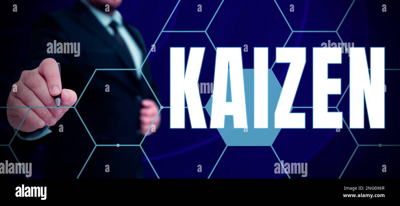 Sign displaying Kaizen. Business overview a Japanese business ...