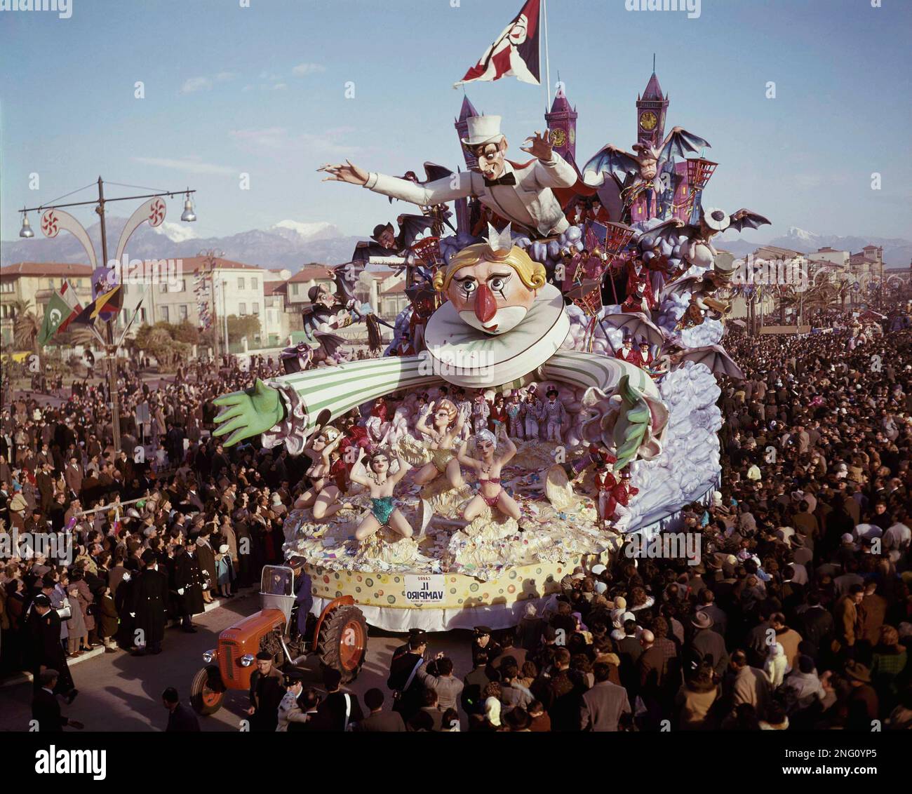 A huge float called "The Vampire" moves along in the big yearly ...