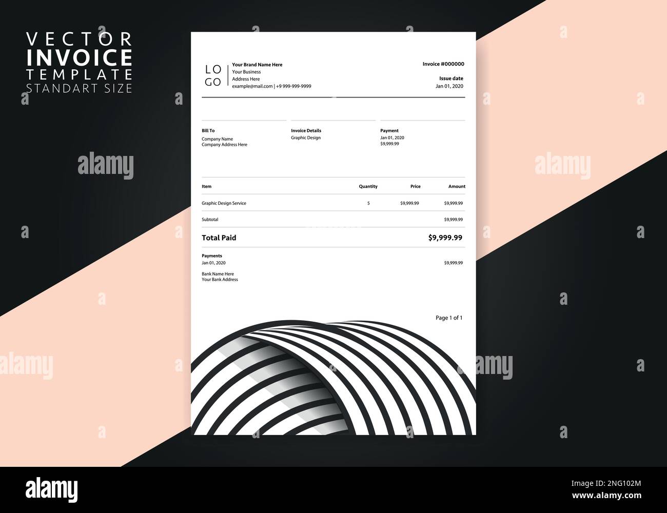Editable Modern Abstract Creative Professional Invoice template. Vector ...