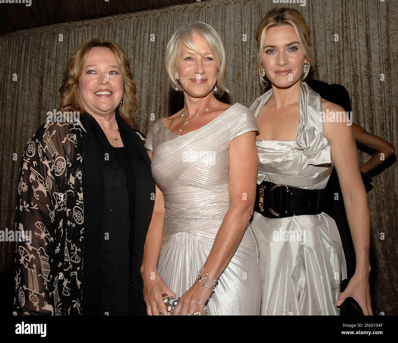 From left to right, actress Kathy Bates, actress Helen Mirren, and ...