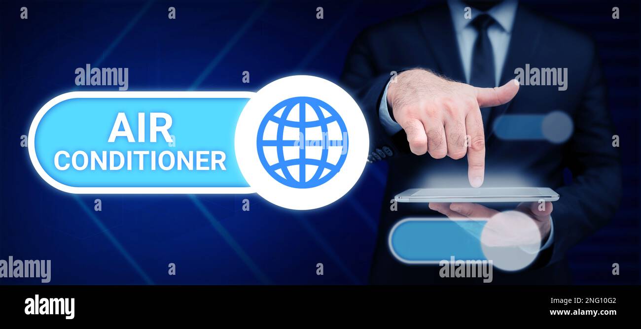 Text sign showing Air Conditioner. Word Written on apparatus for ...