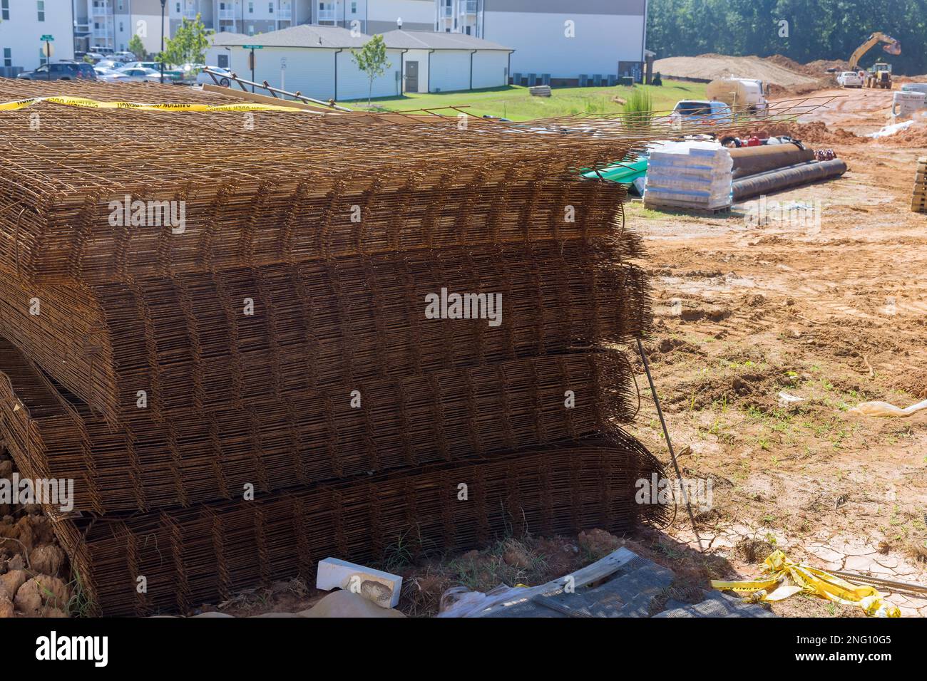 During construction process steel rod bars are used reinforcing ...