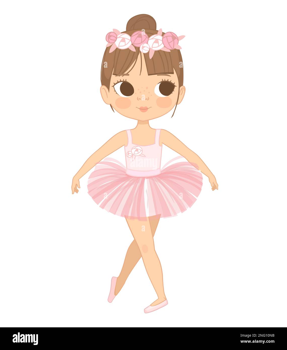 Cute Brown Hair Ballerina Girl Dancing. Little Ballerina in a Pink Tutu ...