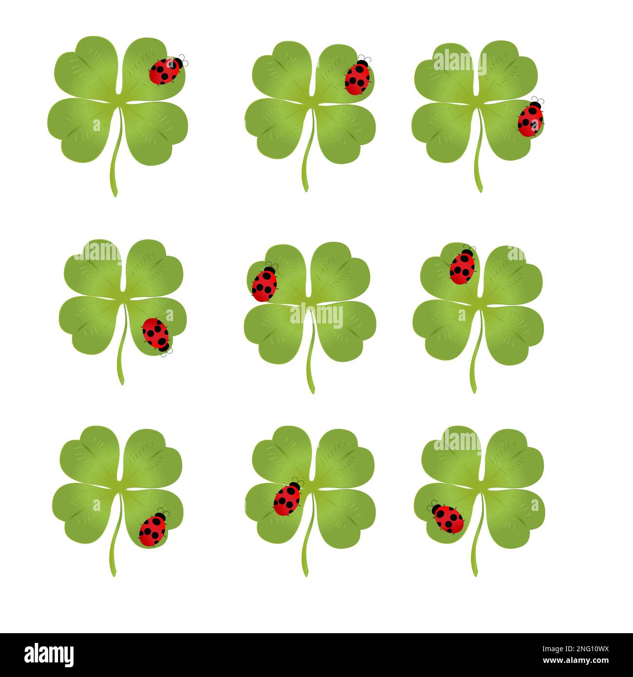 Vector with clover leaf and ladybug; vector illustration Stock Vector ...