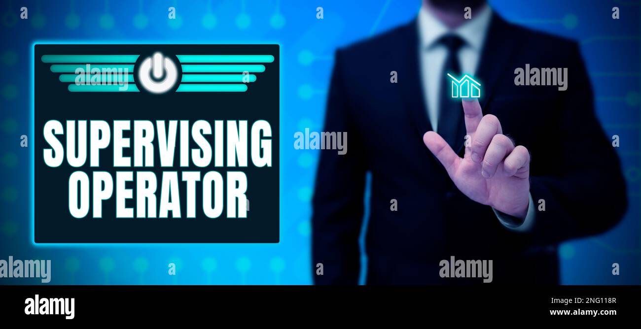 Hand writing sign Supervising Operator. Internet Concept monitoring and ...