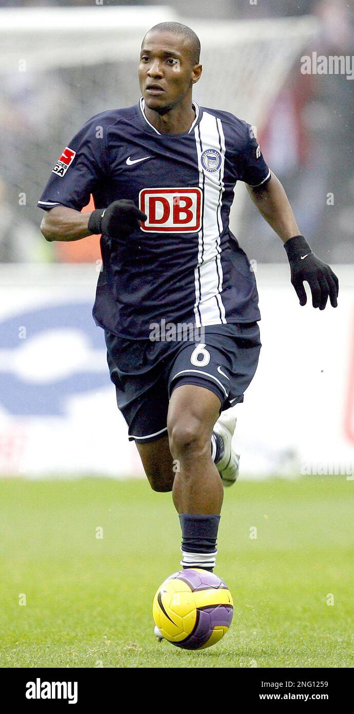 Berlin's Gilberto plays the ball during the German first division ...