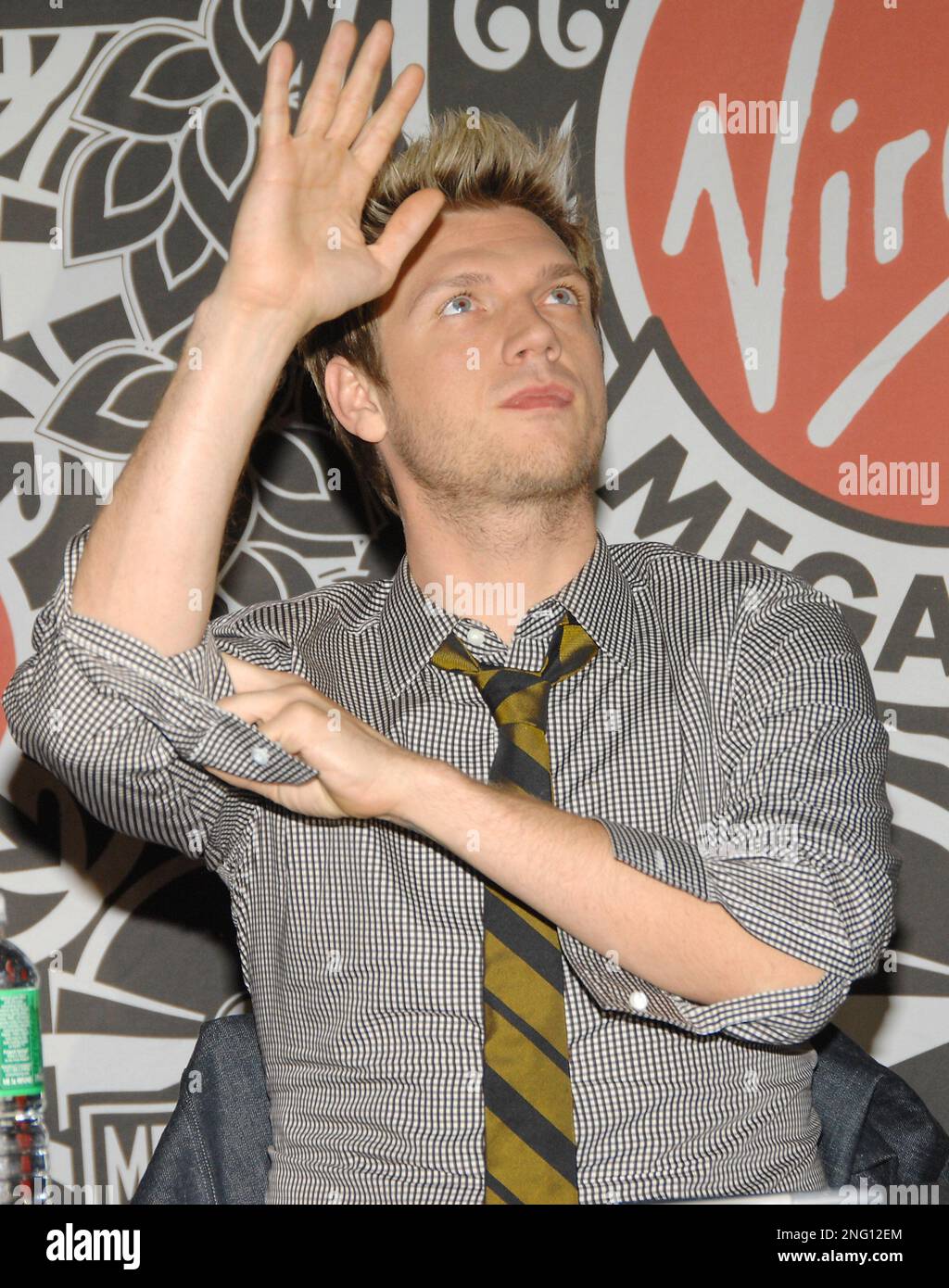 Singer Nick Carter of the Backstreet Boys make an appearance at Virgin ...