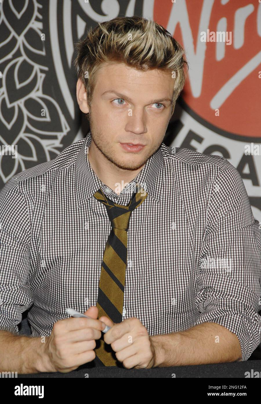 Singer Nick Carter of the Backstreet Boys make an appearance at Virgin ...