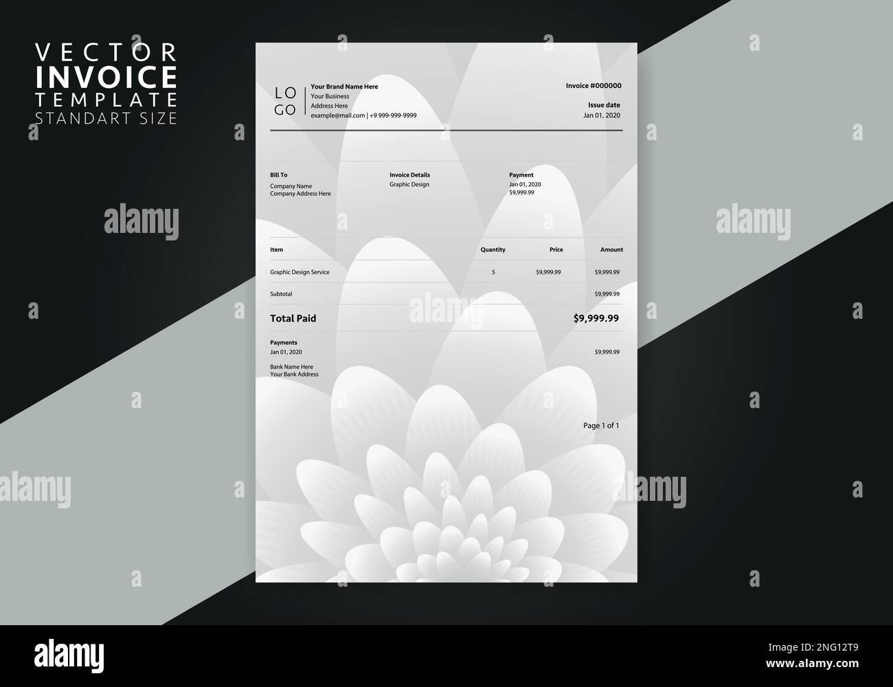 Editable Modern Abstract Creative Professional Invoice template. Vector ...