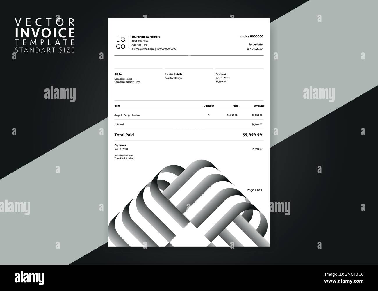 Editable Modern Abstract Creative Professional Invoice template. Vector ...