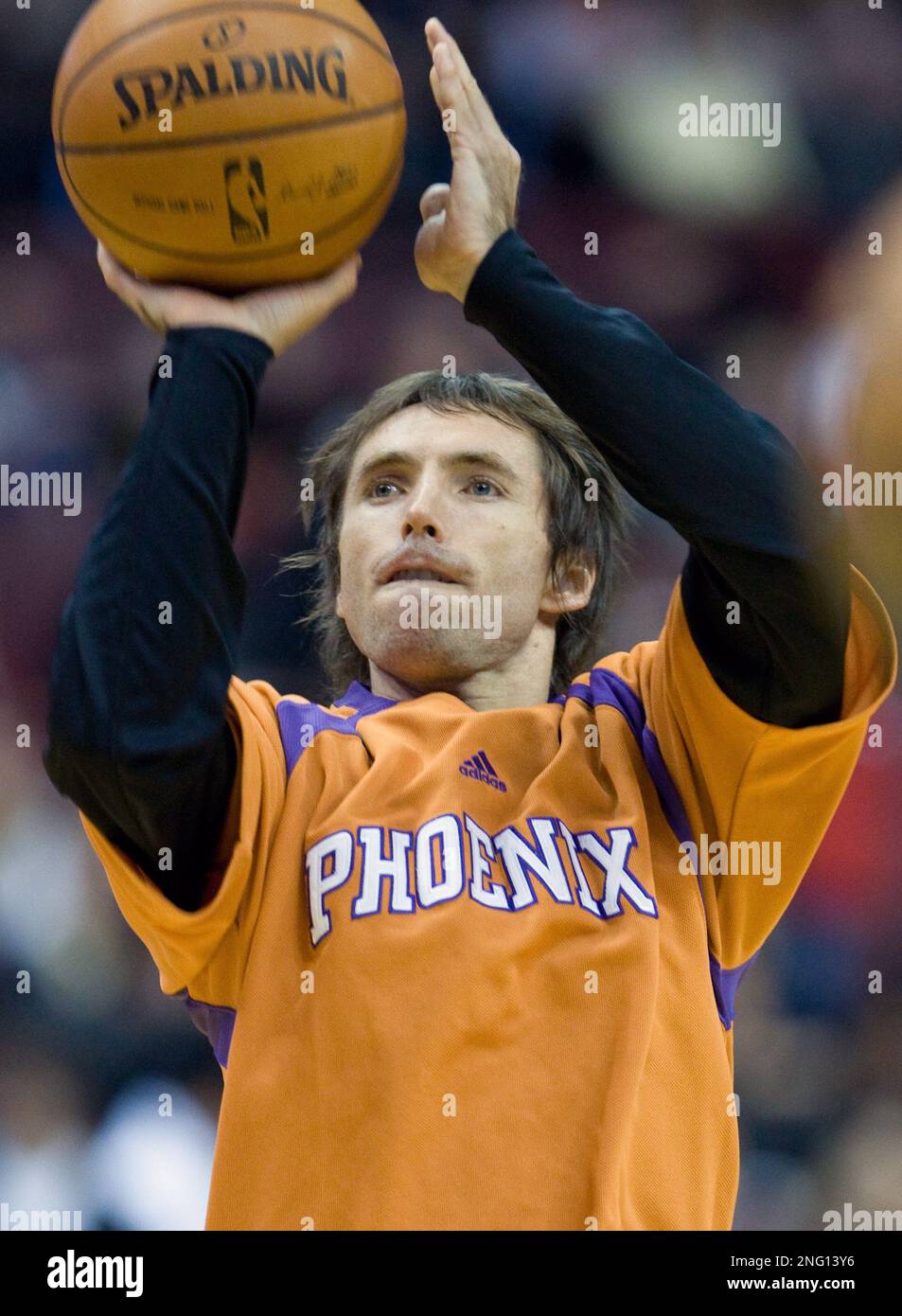 Phoenix Suns point guard Steve Nash during warmup prior to a pre-season ...