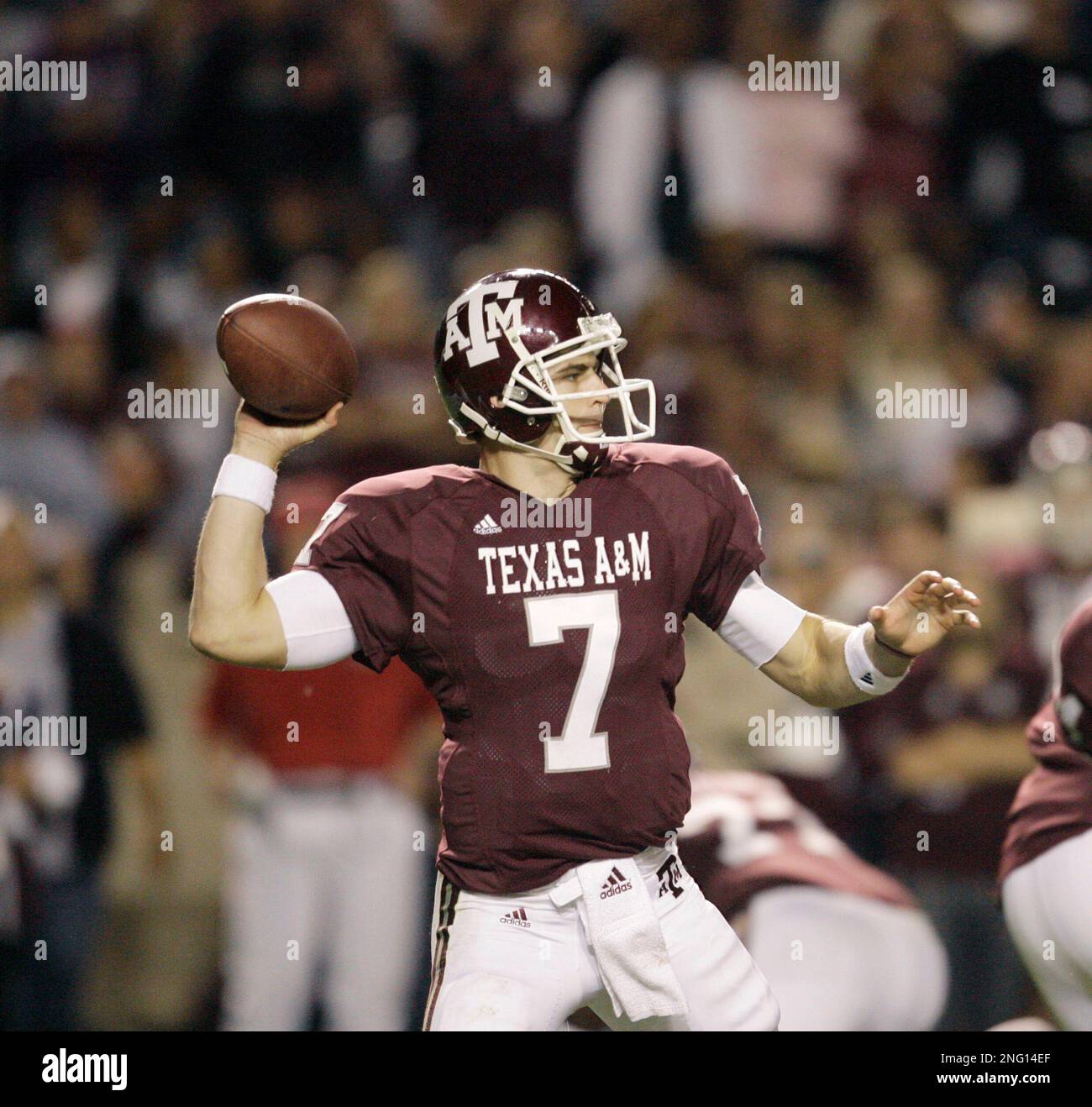 Texas A&M quarterback Stephen McGee passes during a college football ...