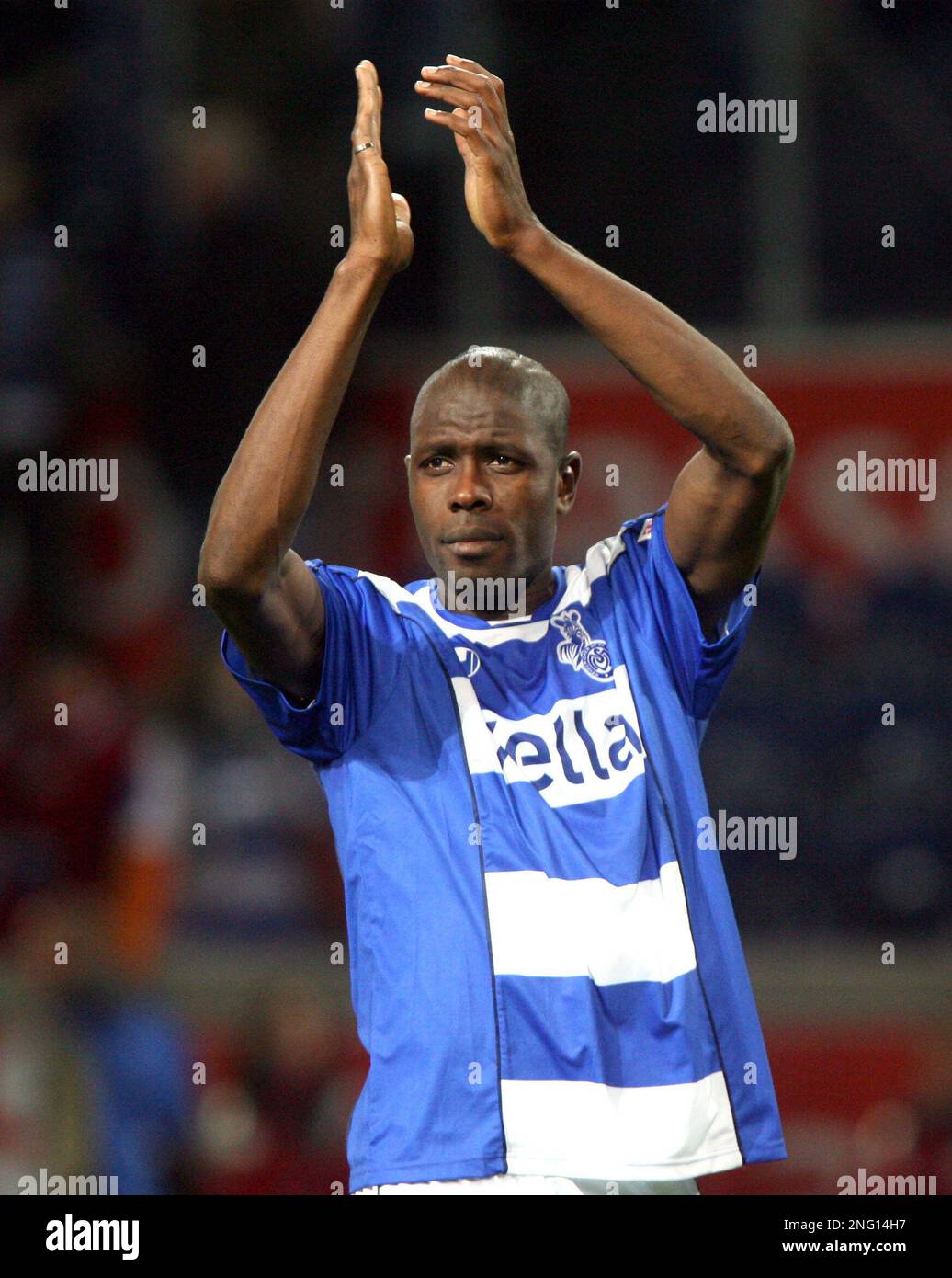 Duisburg's Mohamadou Idrissou reacts after the German first division ...