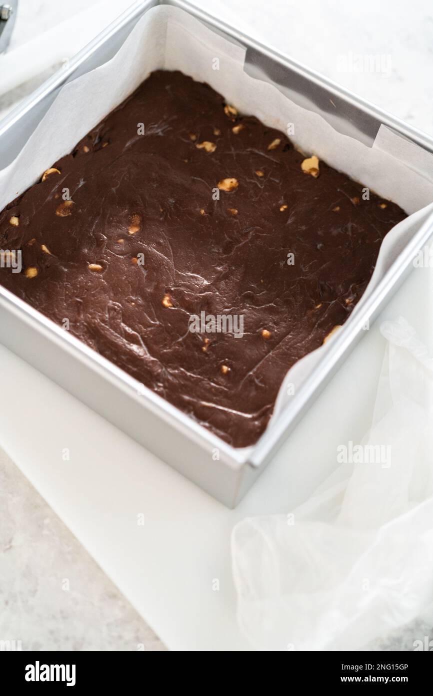 Chocolate macadamia fudge Stock Photo - Alamy