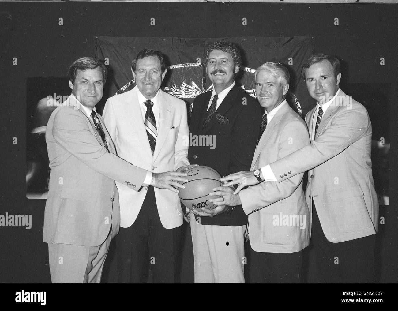 Five Eastern College Athletic Conference coaches pose at New York's ...