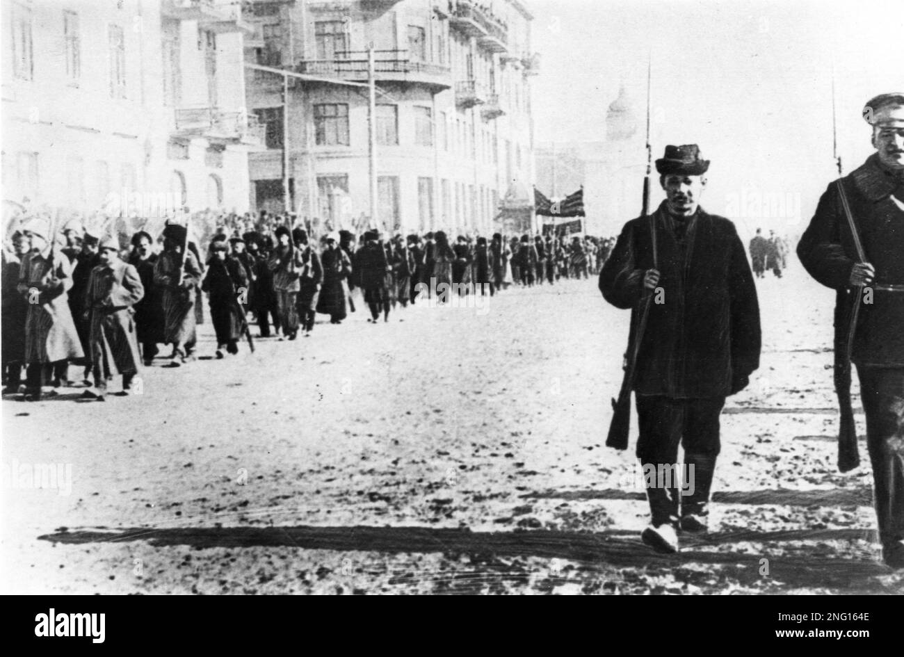Two revolutionary peasant soldiers are seen in Chita, Siberia, Russia ...