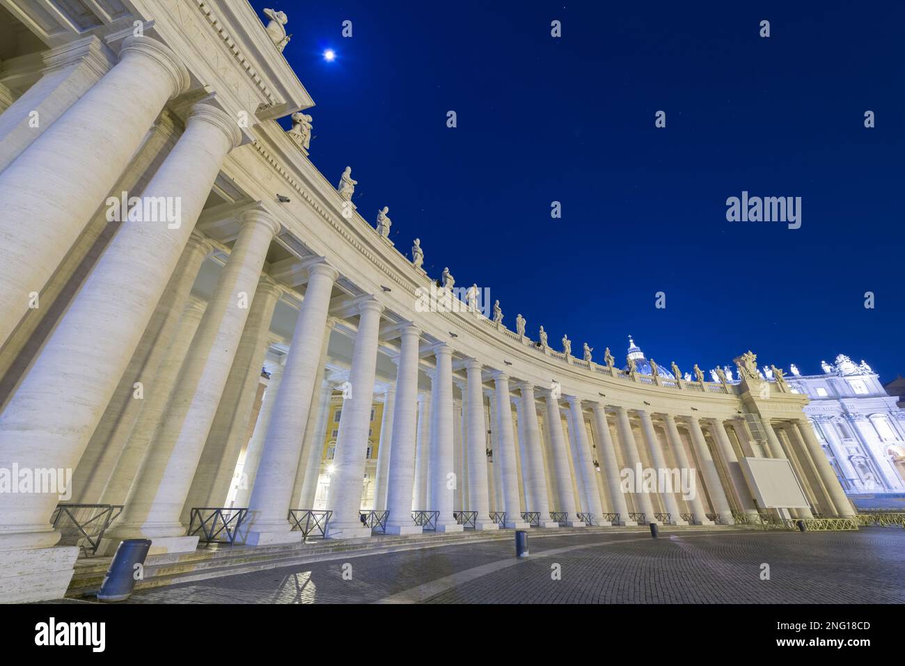 Vatican City with Full Moon at Night and Column in Rome Italy Stock ...