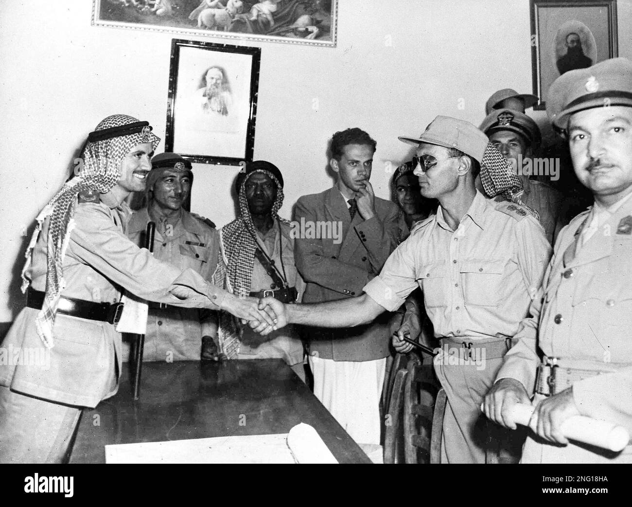 Commander of Israel's Jerusalem Brigade, Colonel Moshe Dayan, right ...