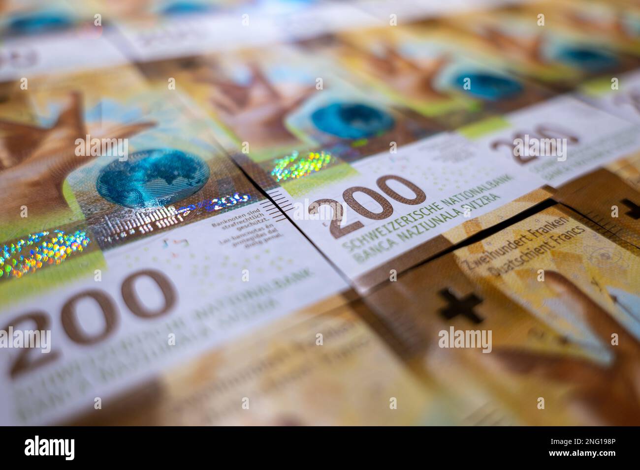 Swiss Franc of 200 (Two Hundred) Banknotes in Switzerland Stock Photo ...