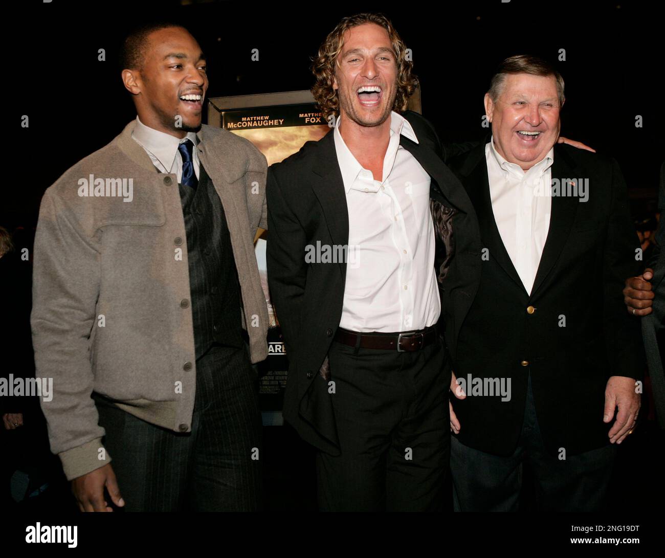 Actor Matthew McConaughey, center, actor Anthony Mackie, left, and ...