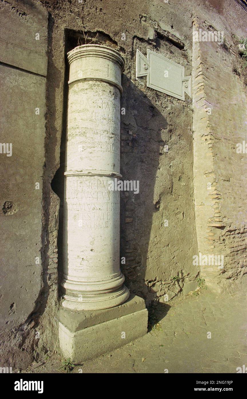 First milestone of the Appian Way, December 1974. In background is ...