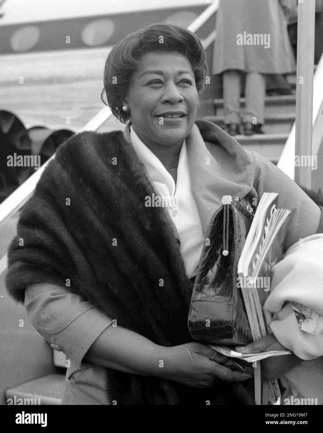American jazz singer Ella Fitzgerald at London Airport, England, May 18 ...
