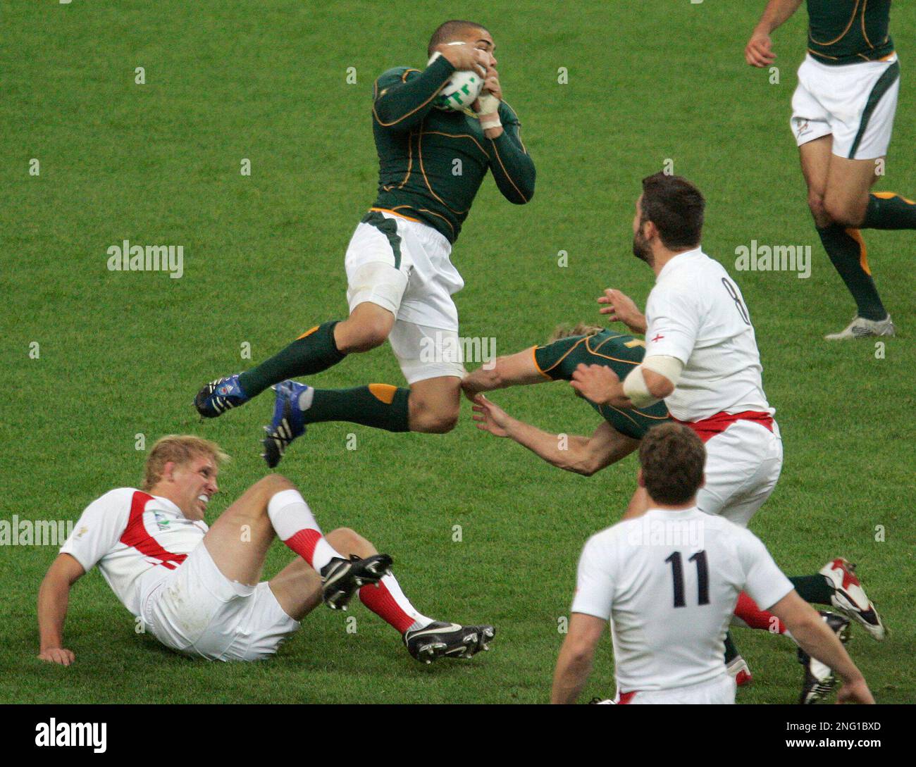 South Africa's Bryan Habana gathers a high ball during the Rugby World ...