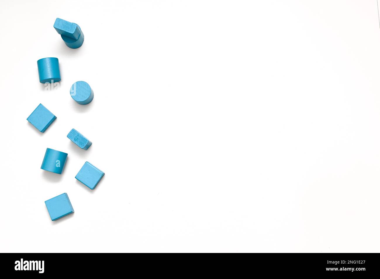 Blue wooden bricks, children's construction kit. Development of logic ...