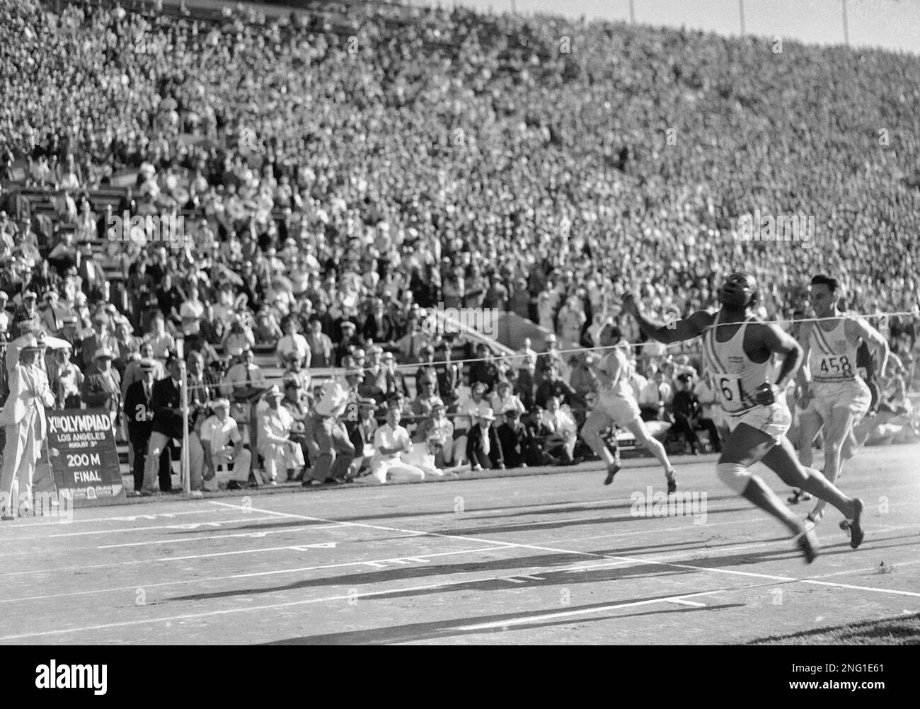 Eddie Tolan, United States, photographed as he won the 200 meter final ...