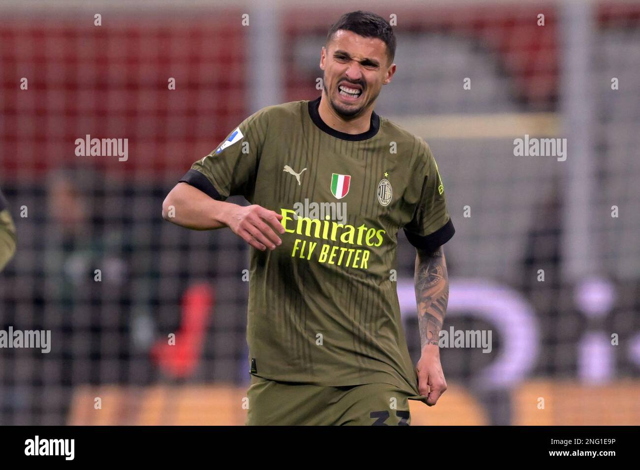 Waalwijk, Netherlands. 17th Feb, 2023. MILAN - Rade Krunic of AC Milan ...